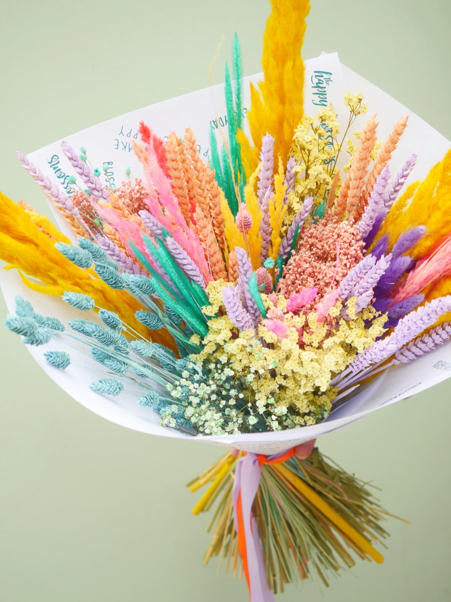 The Sherbert Macaroon Dried Flower Big Baked Blossom Bouquet – The ...